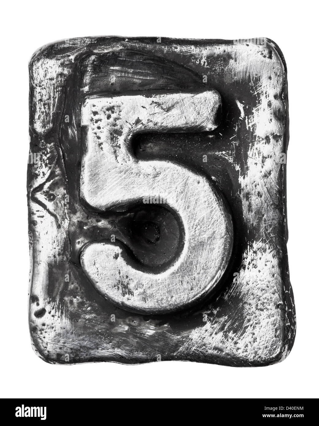 Metal alloy alphabet number 5 Stock Photo - Alamy