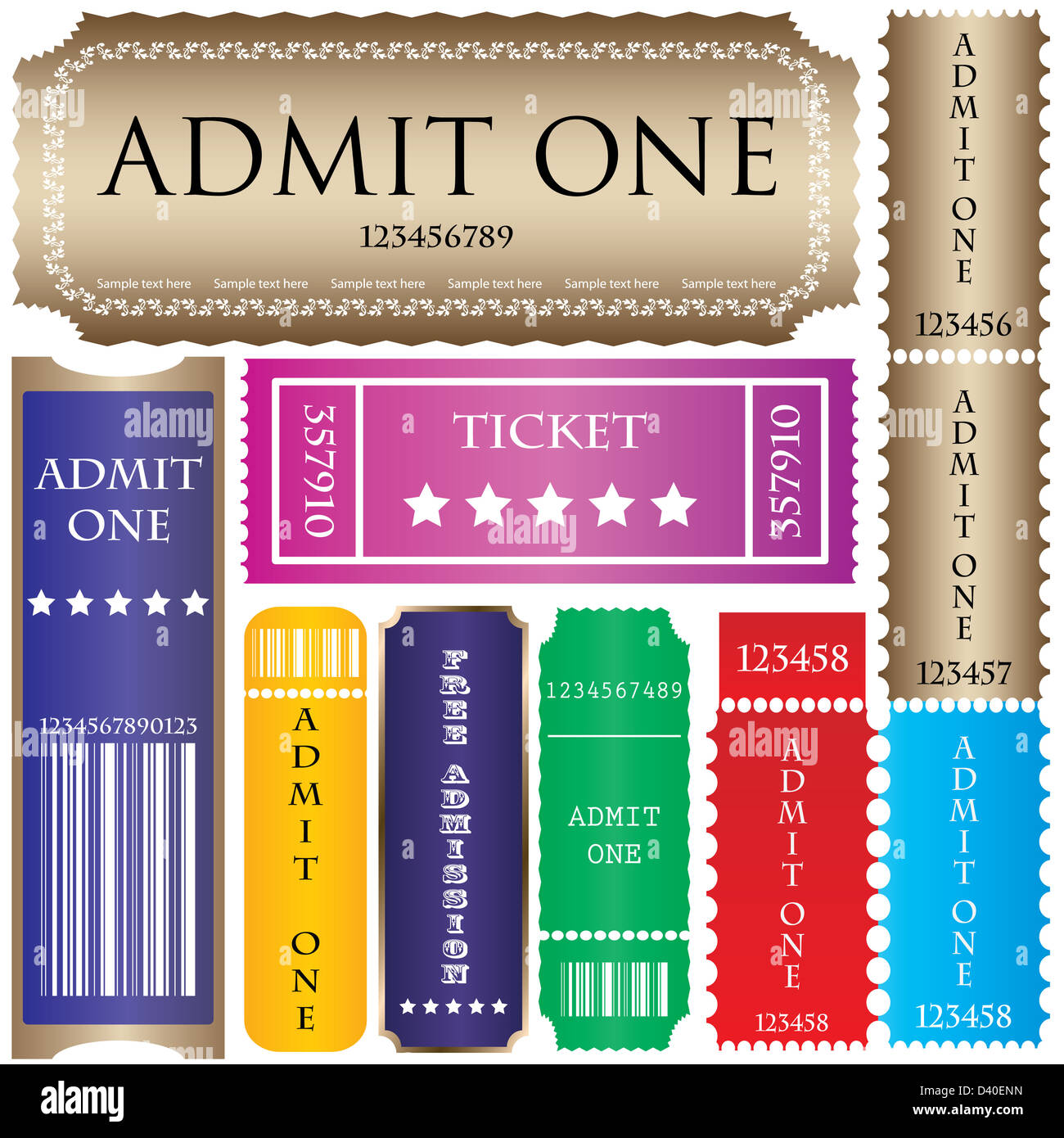 set of ticket admit one vector Stock Photo - Alamy