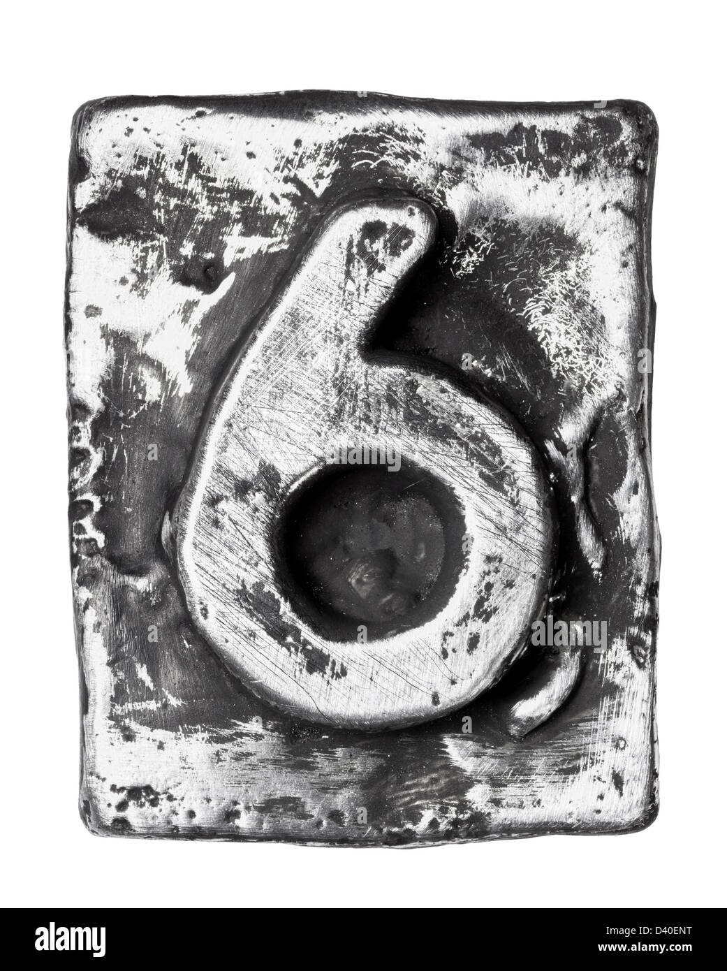 Metal alloy alphabet number 6 Stock Photo - Alamy