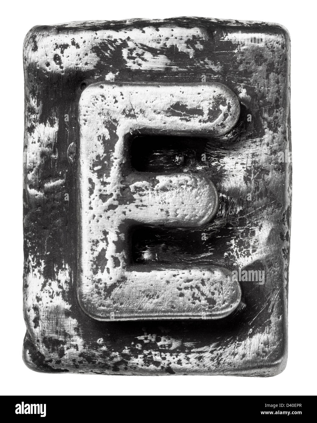Metal alloy alphabet letter E Stock Photo - Alamy