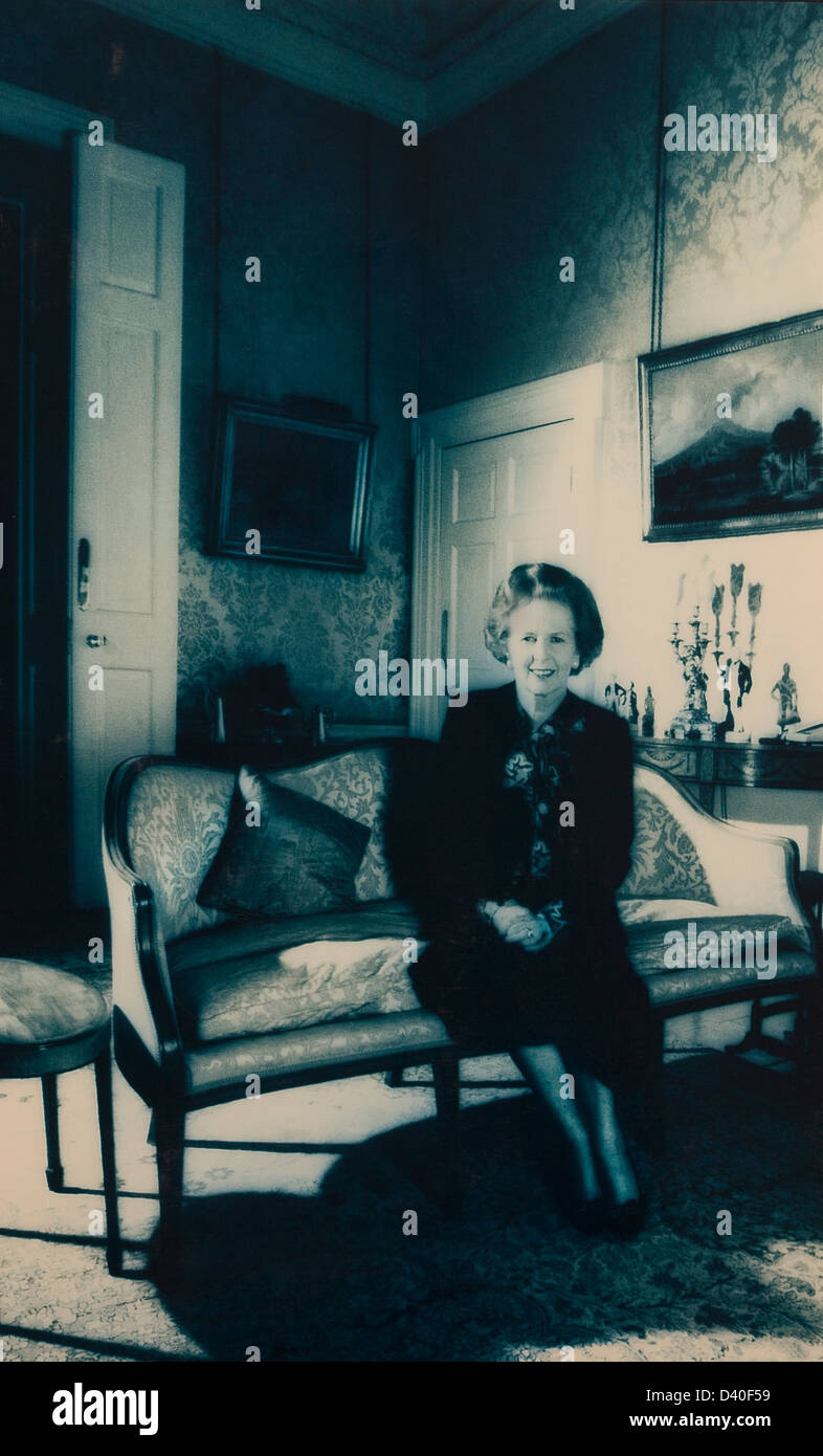 Margaret Thatcher Prime Minister at 10 Downing street London 1987 Stock ...