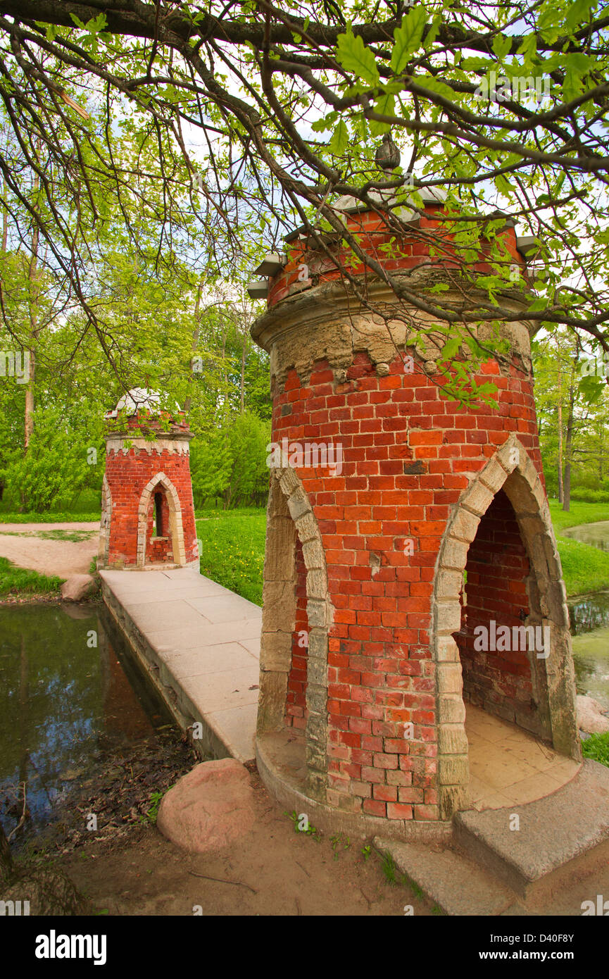 Bridge with two medieval towers at the edges Stock Photo - Alamy