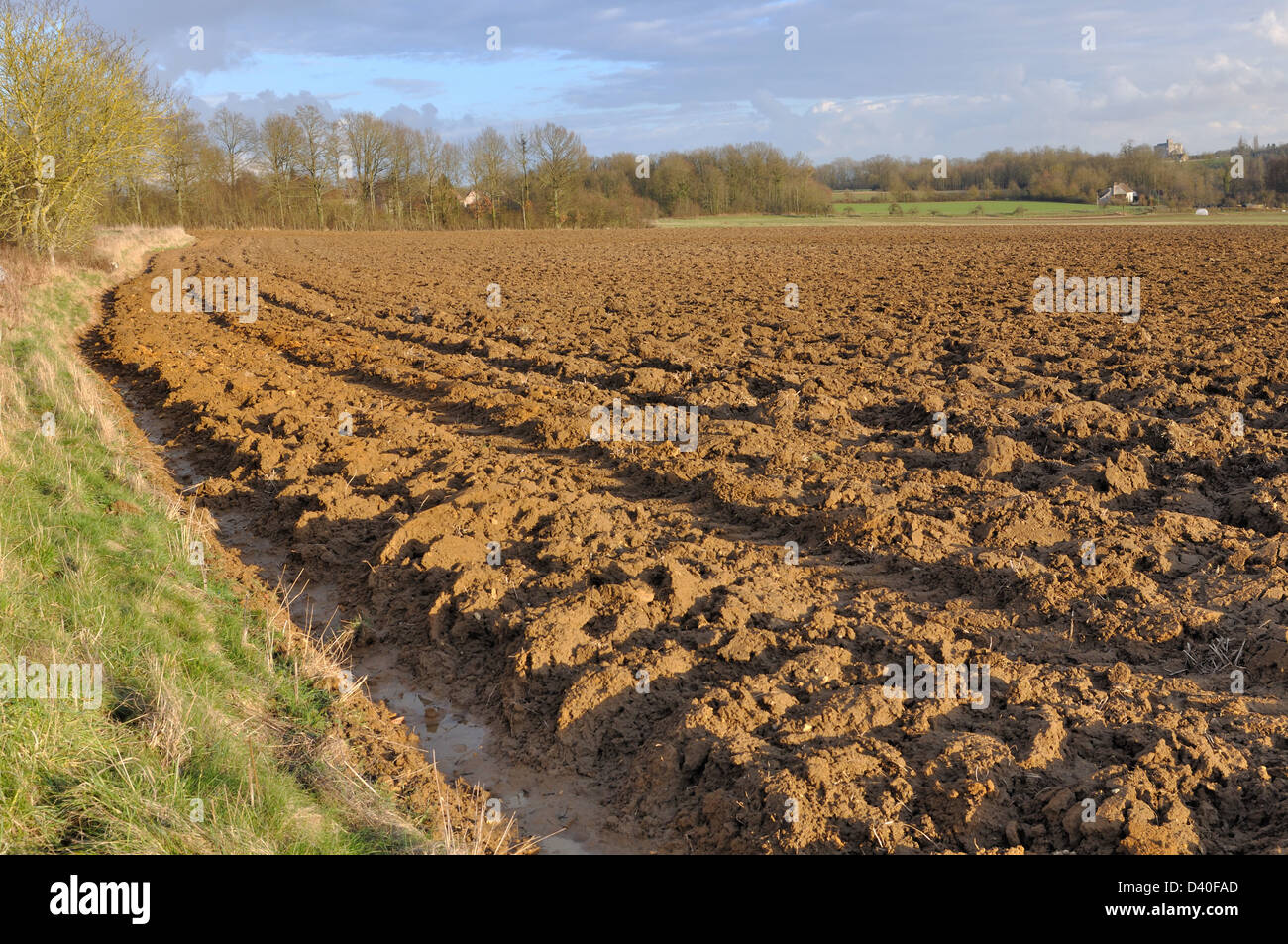 large field of plowed land Stock Photo - Alamy