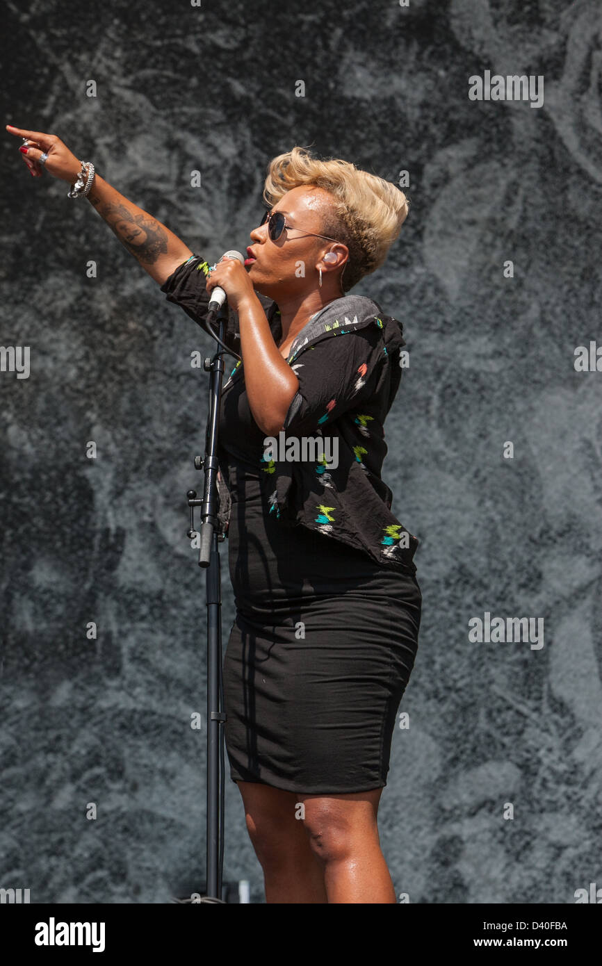 Award winning singer song writer Emeli Sandé performing on stage at V ...
