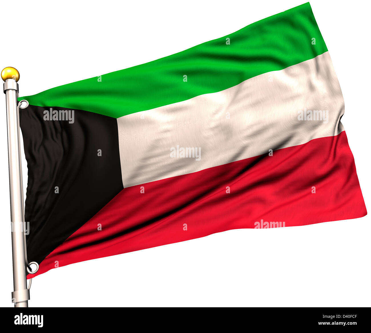 Kuwait flag on flag pole hi-res stock photography and images - Alamy