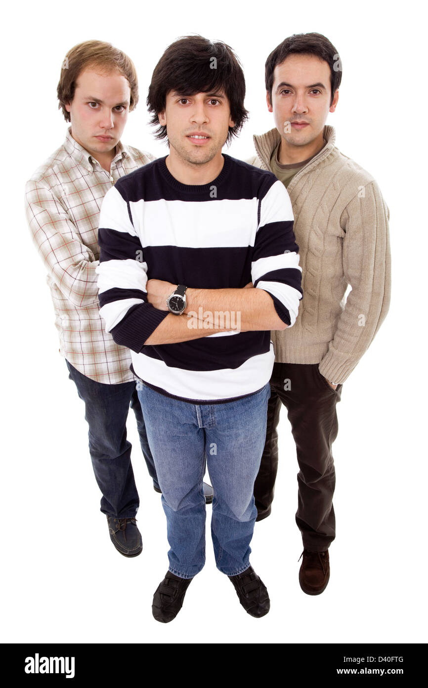 three young casual men full body, isolated on white Stock Photo - Alamy