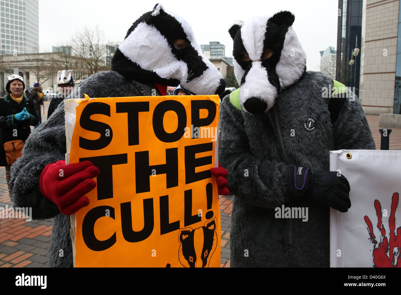 Animal rights protesters outside the National Farmers Union Conference ...