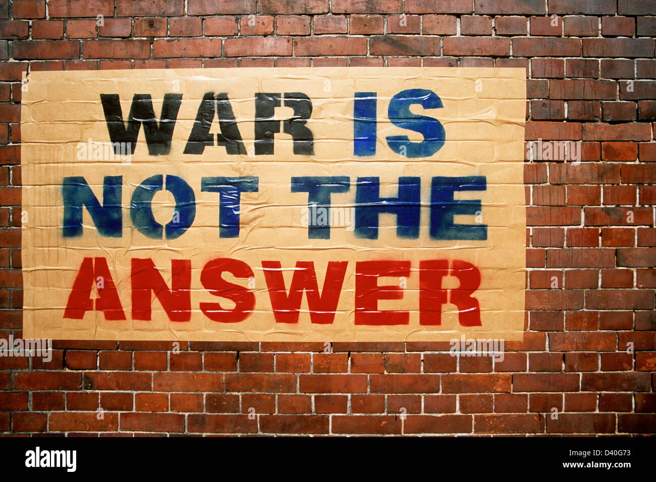 WAR IS NOT THE ANSWER Stock Photo - Alamy