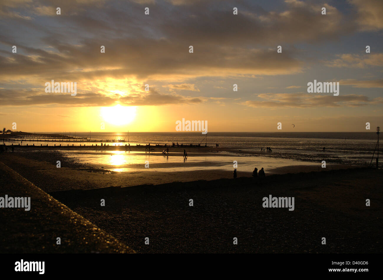 Sunset looking out over Hunstanton beach Stock Photo - Alamy