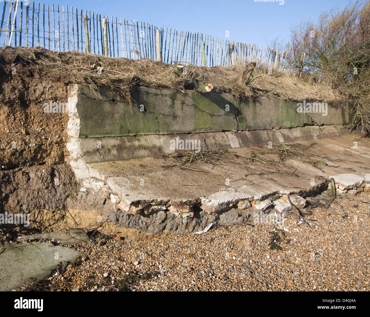 Cross section of eroding sea wall east lane hi-res stock photography ...