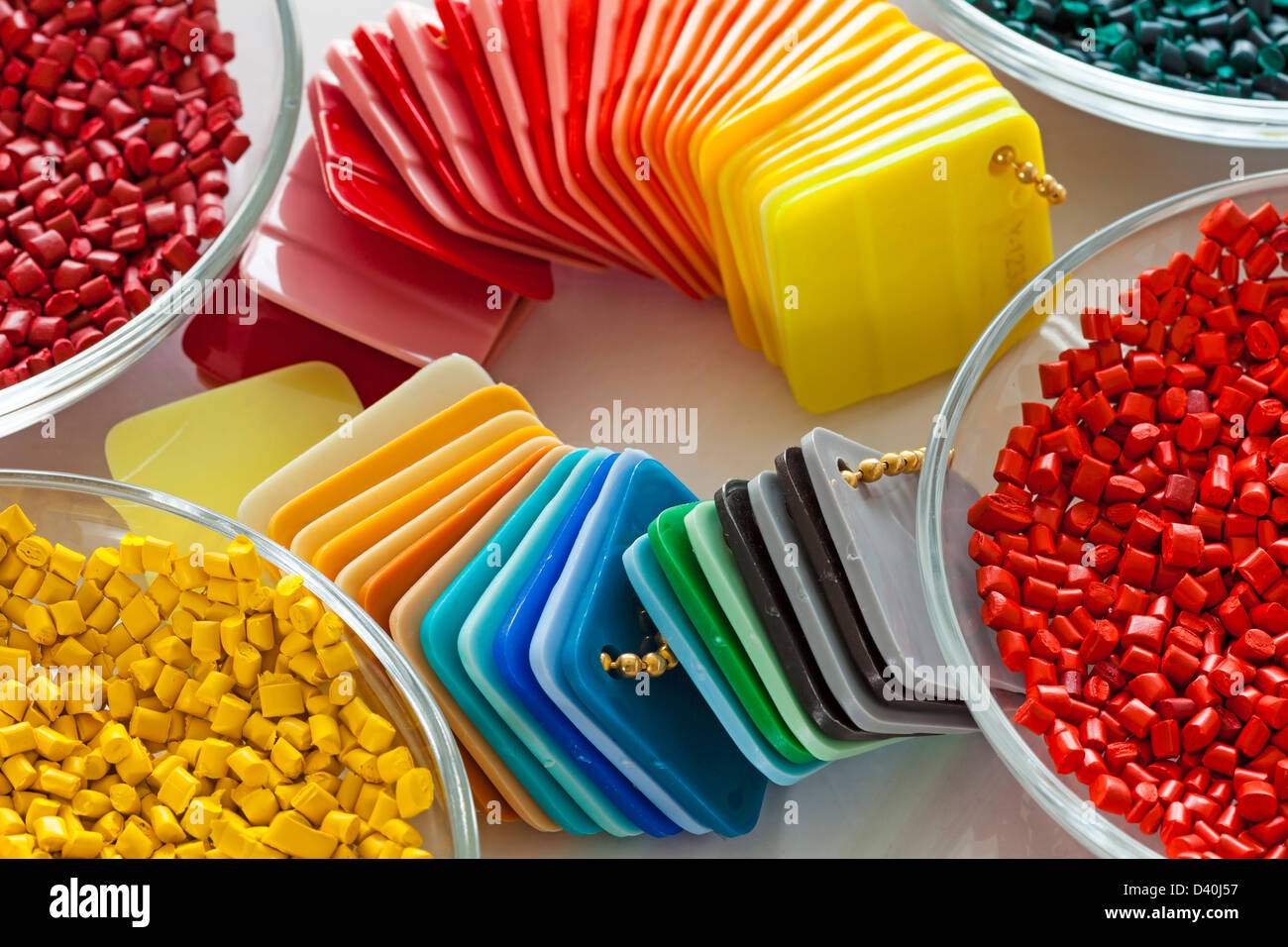 Colorful plastic masterbatch granules and color card Stock Photo - Alamy