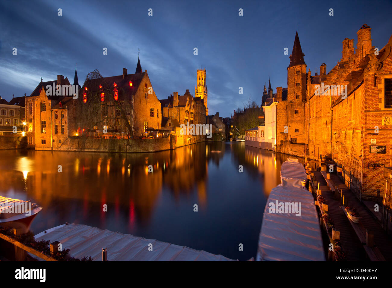 Landmarks of Bruges (Brugge) - traditional buildings near the water ...
