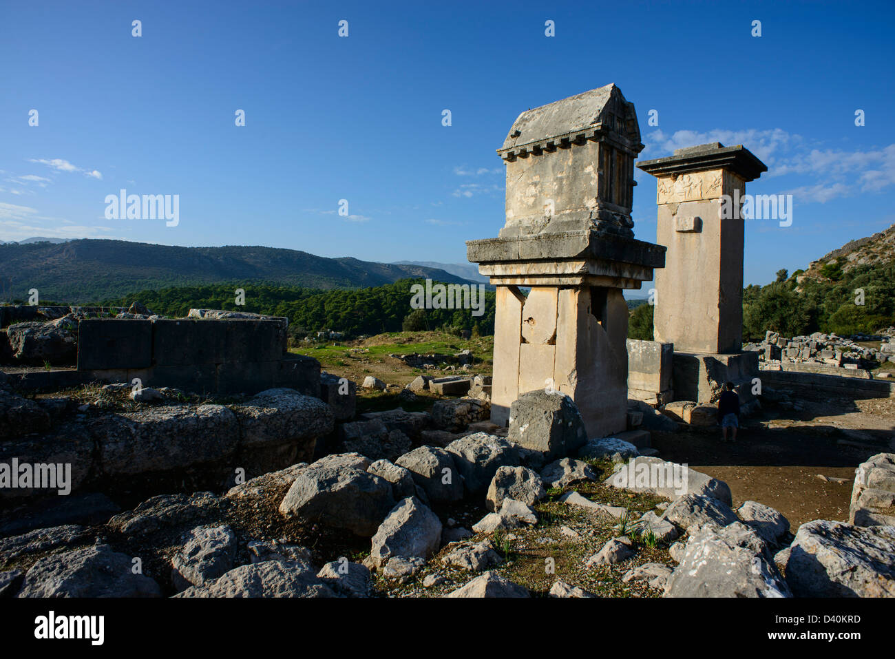 Lycian sarcophagus and Harpy Tomb at the ancient hilltop town of ...
