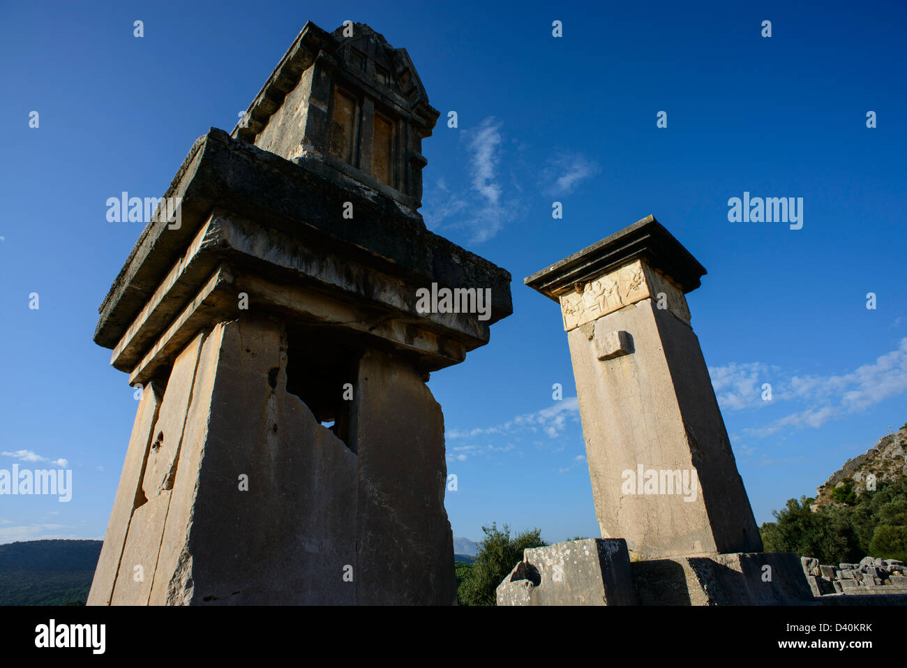 Lycian sarcophagus and Harpy Tomb at the ancient hilltop town of ...