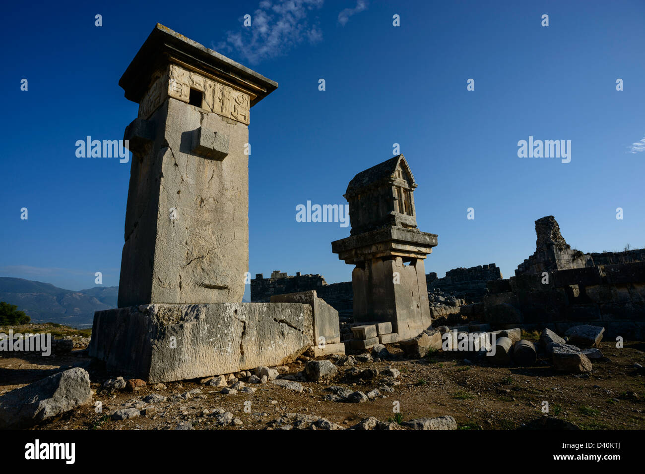 Lycian sarcophagus and Harpy Tomb at the ancient hilltop town of ...