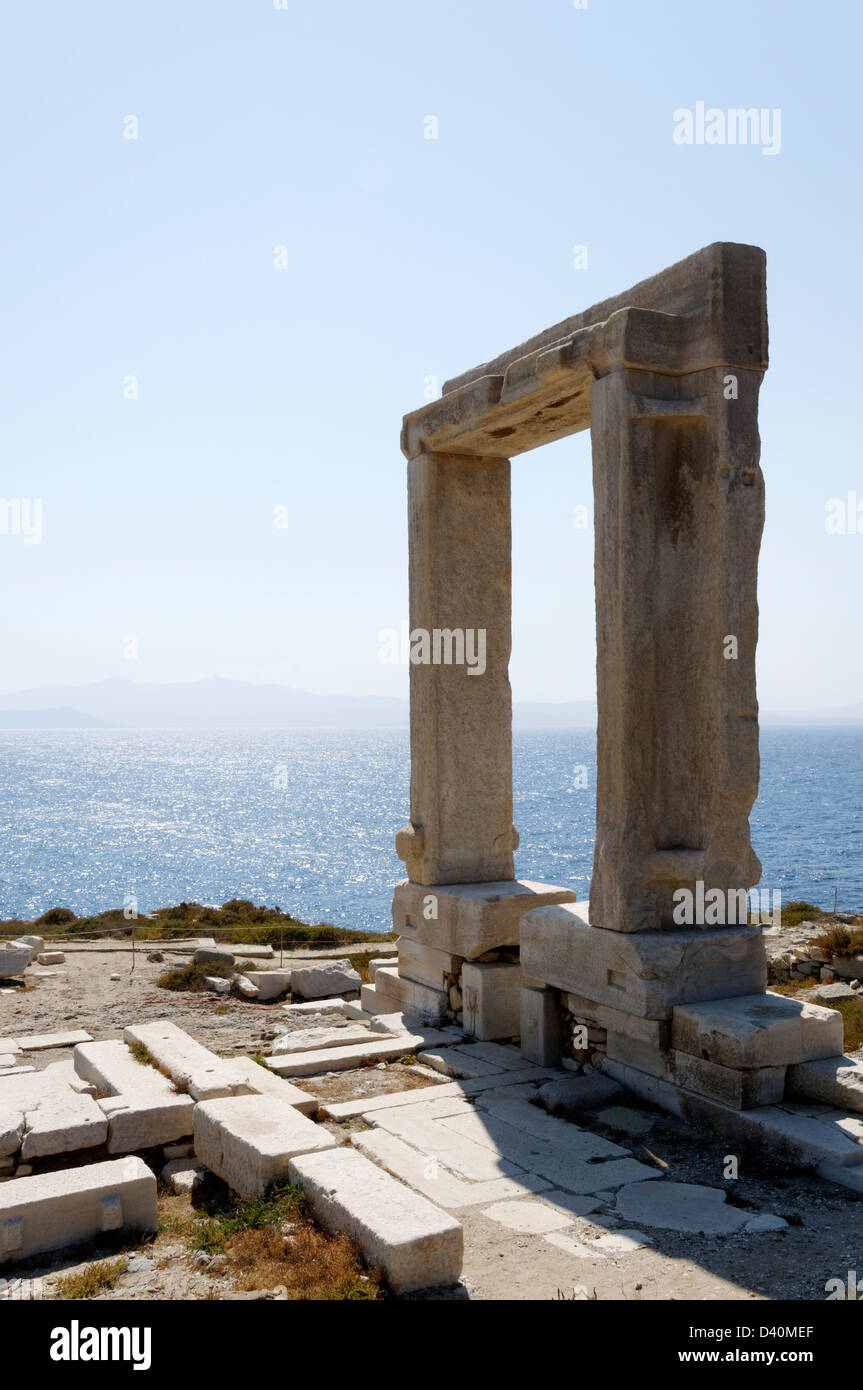 Naxos. Cyclades. Greece. The towering gleaming marble Gateway of the ...