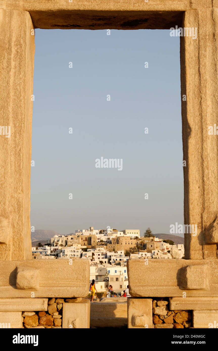 Naxos. Cyclades. Greece. The towering gleaming marble Gateway of the ...