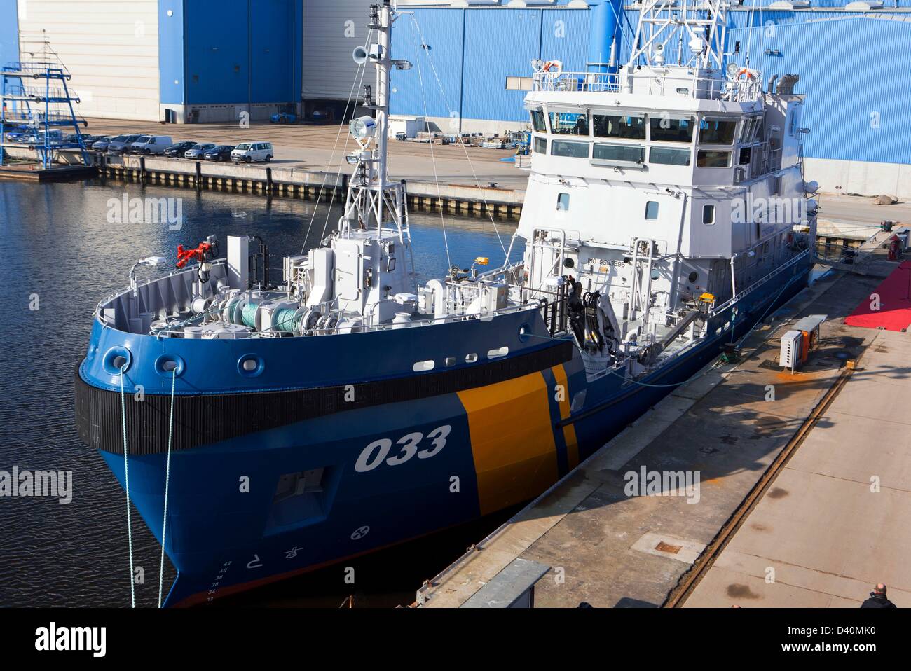 View of the Swedish coast guard ship during its official delivery at ...