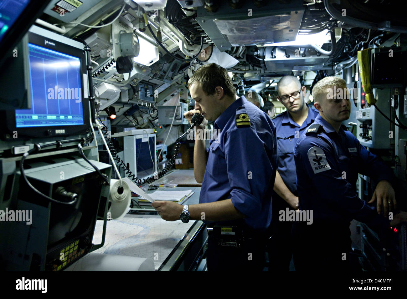 Communications room on Nuclear Submarine HMS Talent Stock Photo - Alamy