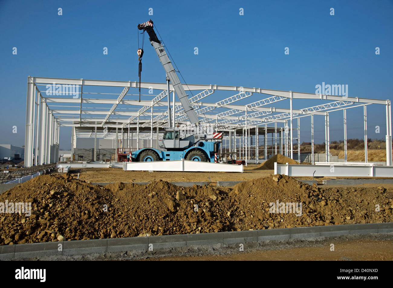 Photo of construction site of modern warehouse Stock Photo - Alamy
