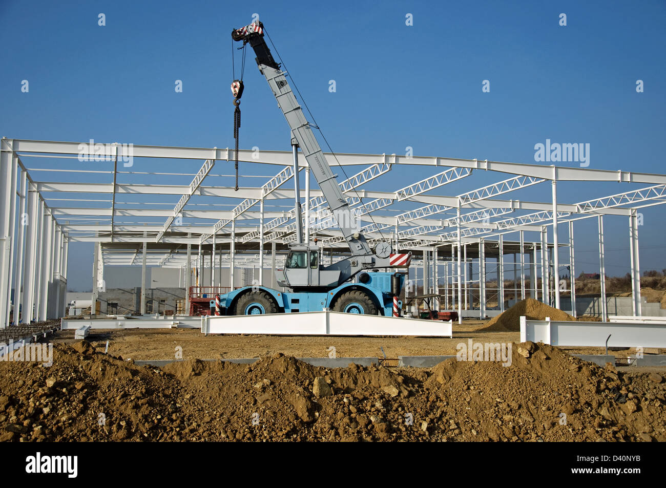 Photo of construction site of modern warehouse Stock Photo - Alamy
