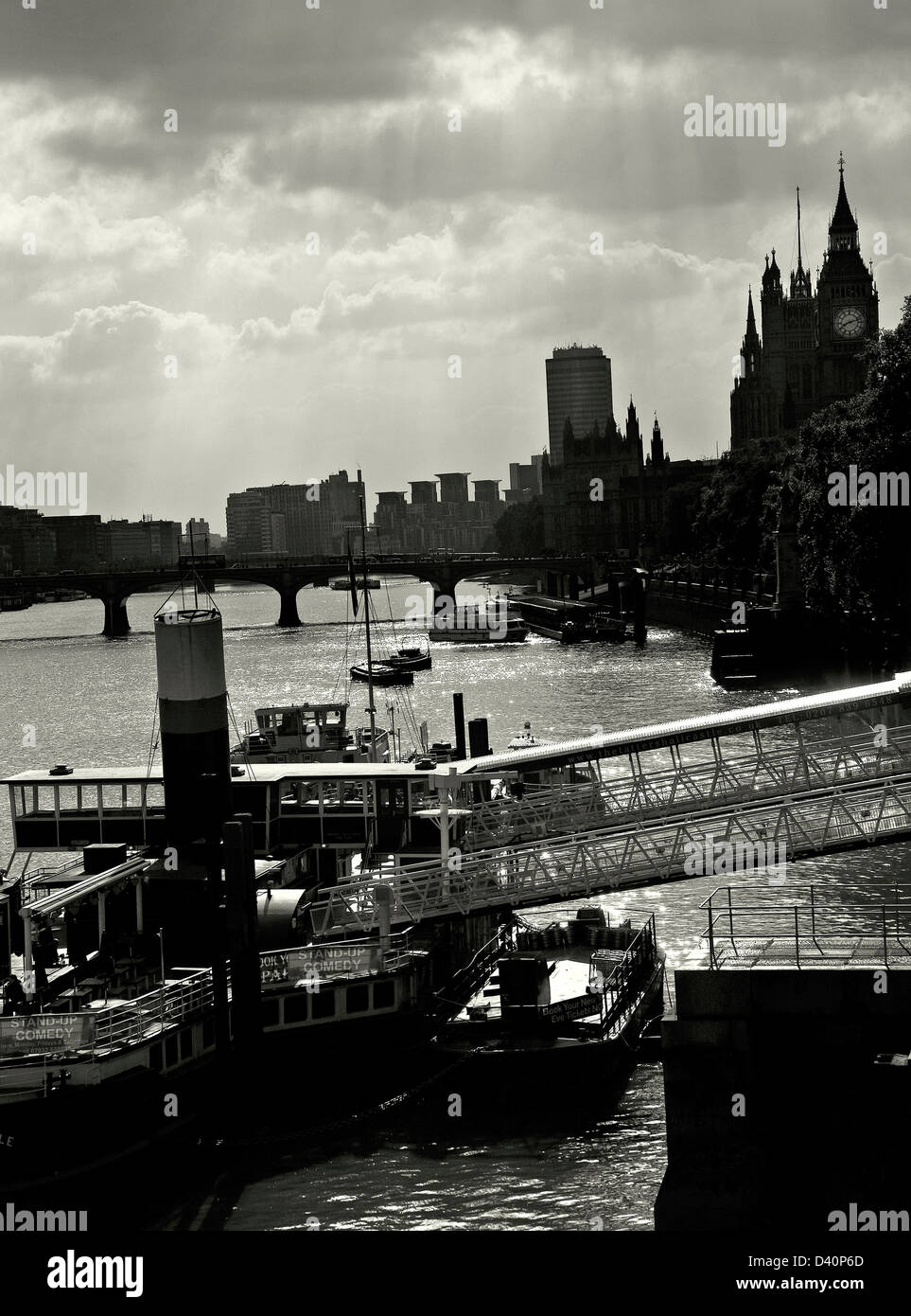 The Tattershall Castle pub-boat moored on the Thames river embankment ...