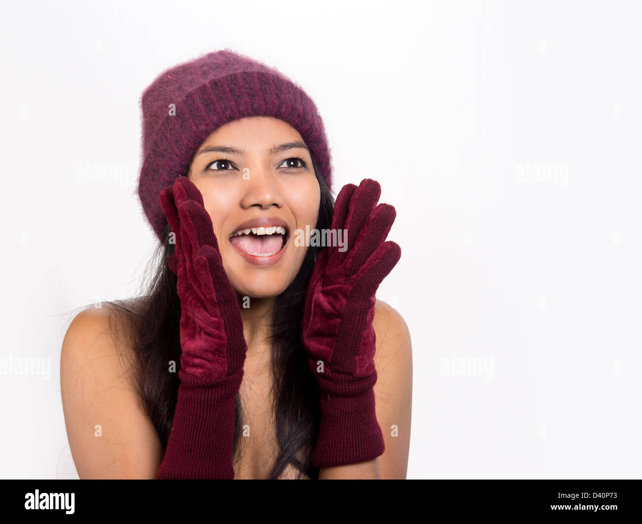 Cheerful woman screaming Stock Photo - Alamy