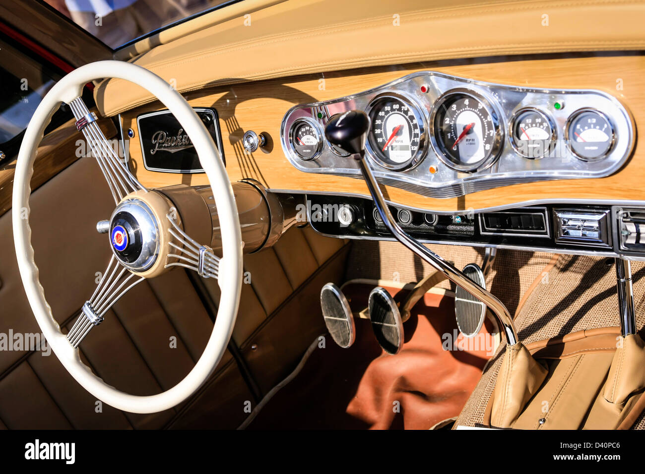 1930s Packard convertible interior on show at the Exotic car show in ...