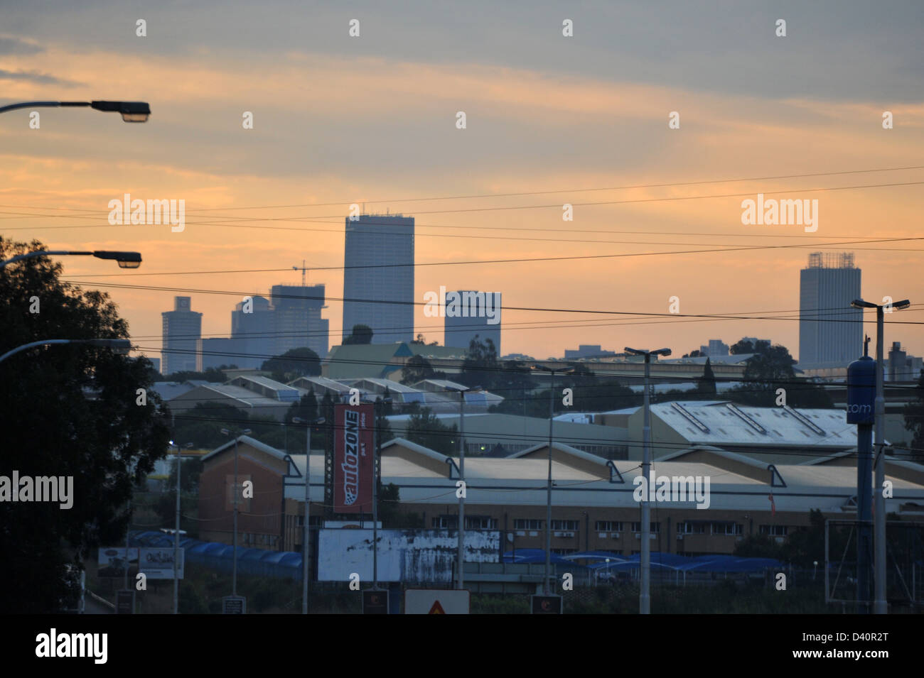 Johannesburg city skyline at sunset Stock Photo - Alamy
