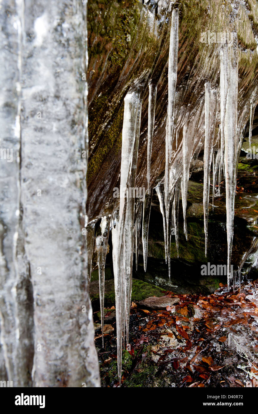 Icicles Hanging from cave near Cedar Rock Falls - Pisgah National ...