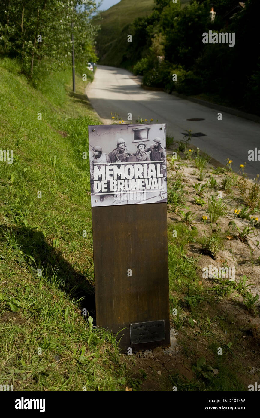 Second World War memorial sign at Saint Jouin Bruneval Normandy France ...
