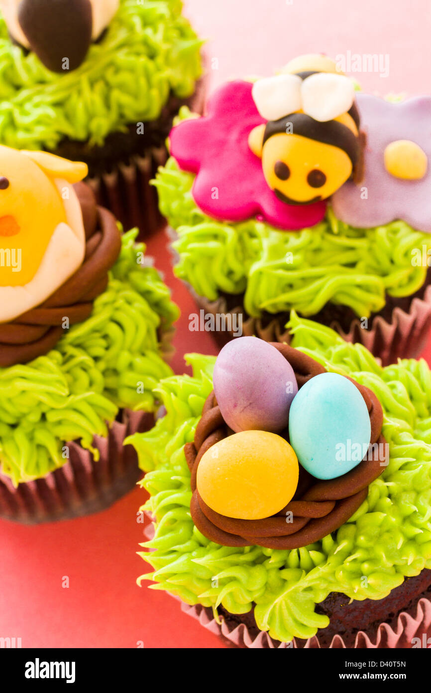 Gourmet chocolate Easter cupcakes individually decorated Stock Photo ...