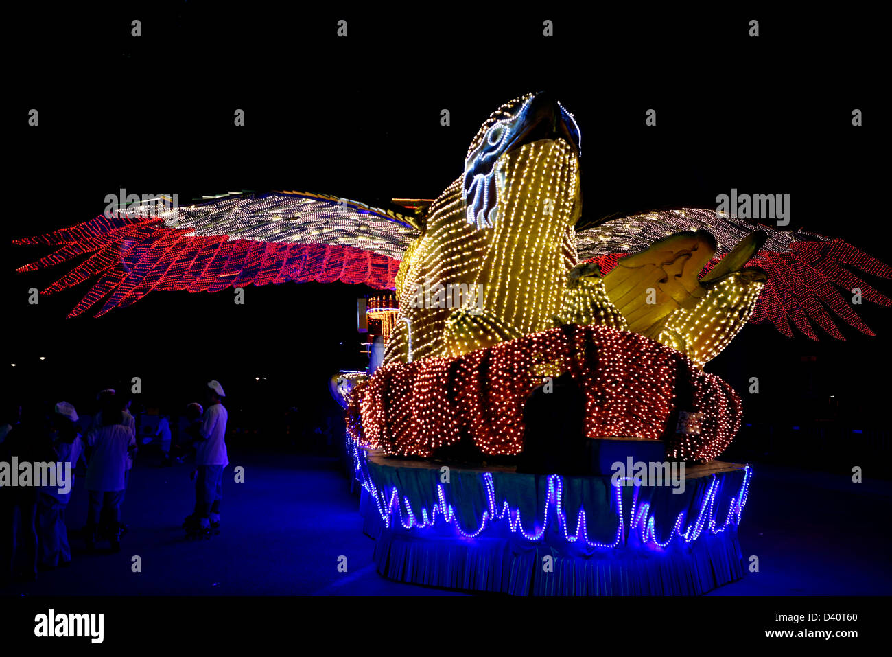 Eagle on the Fire and Snow float at Chingay parade, Singapore, Asia ...