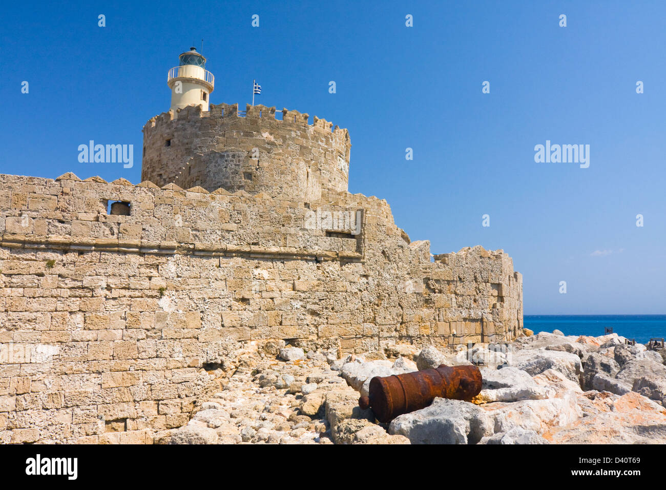 Mandraki harbor, Rhodes Stock Photo - Alamy