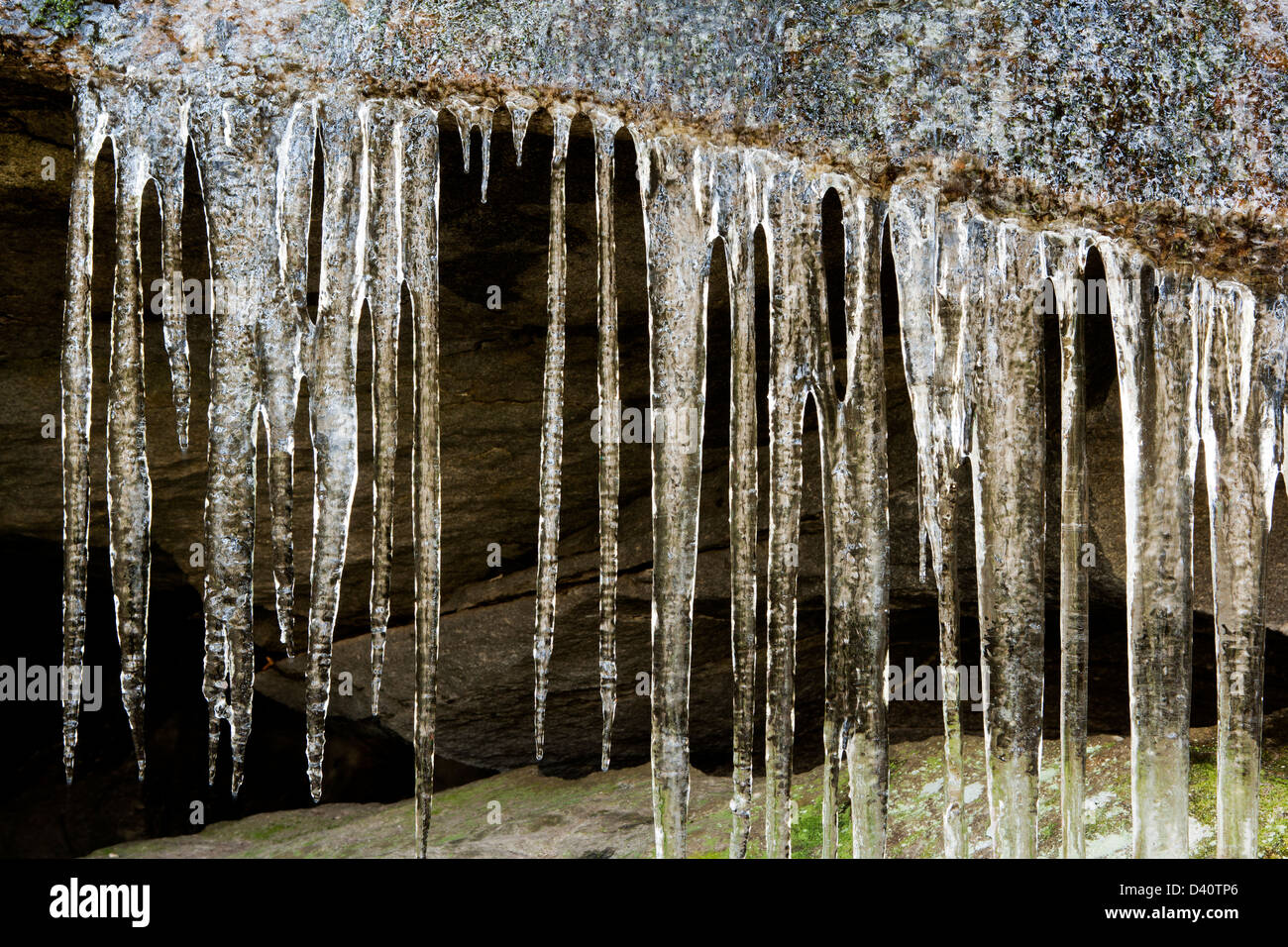 Icicles Hanging from cave near Cedar Rock Falls - Pisgah National ...