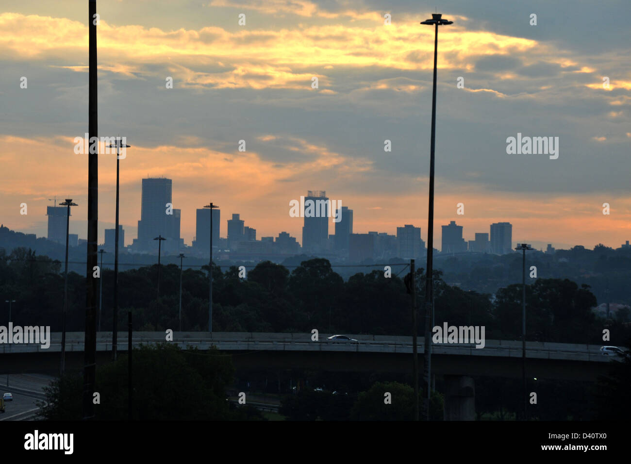 View of johannesburg skyline at sunset hi-res stock photography and ...
