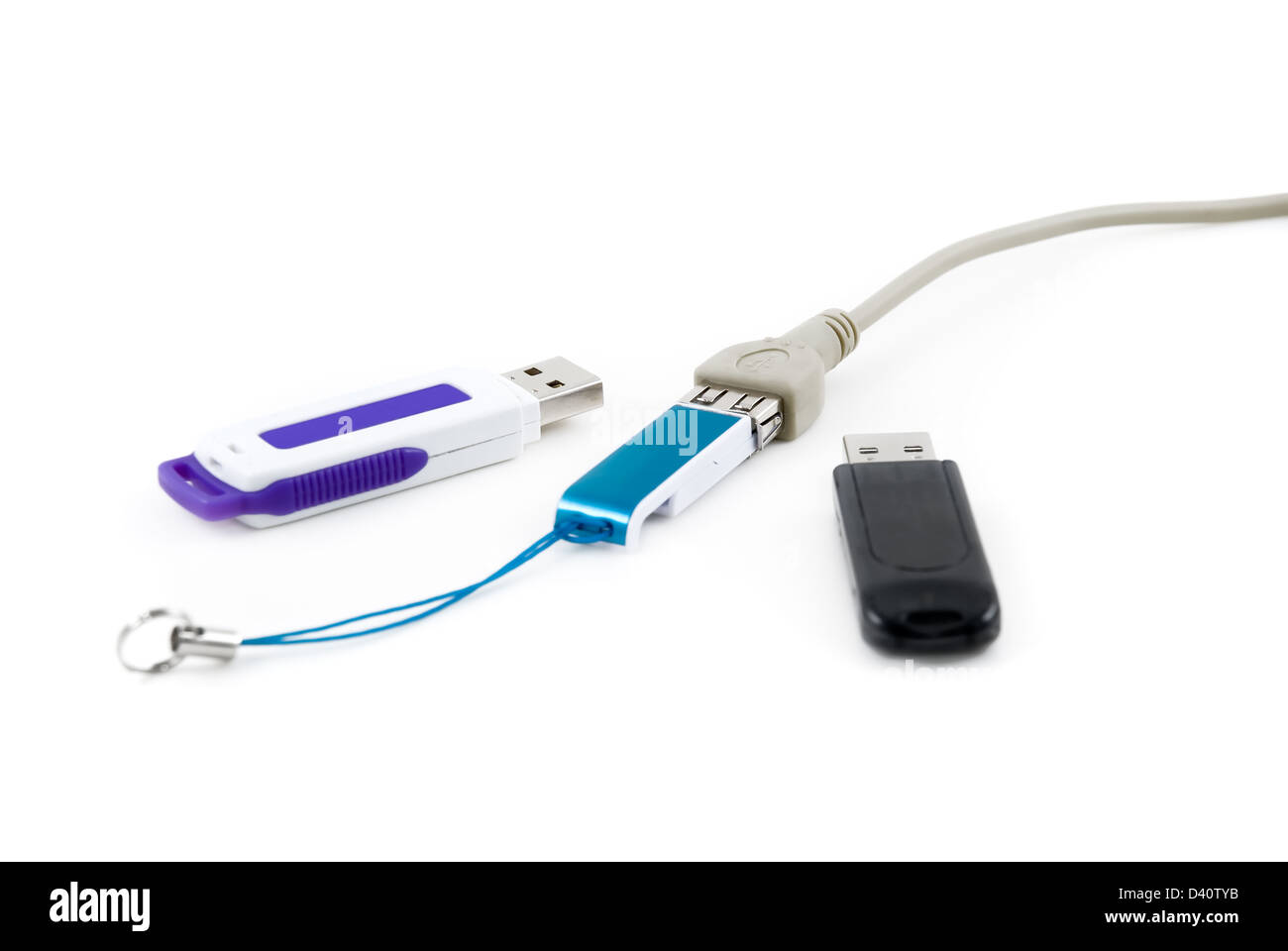 The three device of flash-memory for USB are photographed close-up ...