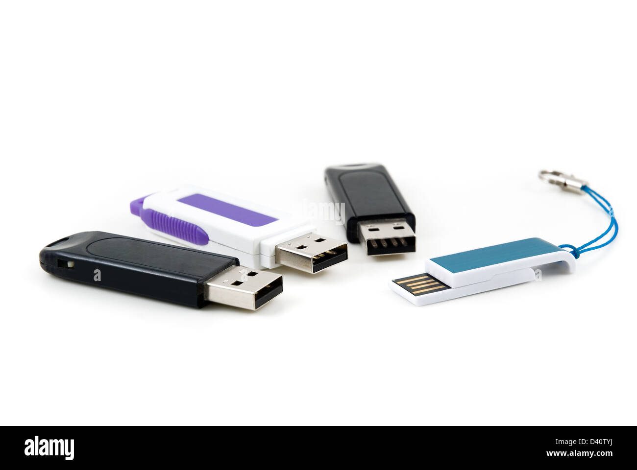 The four device of flash-memory for USB are photographed close-up Stock ...