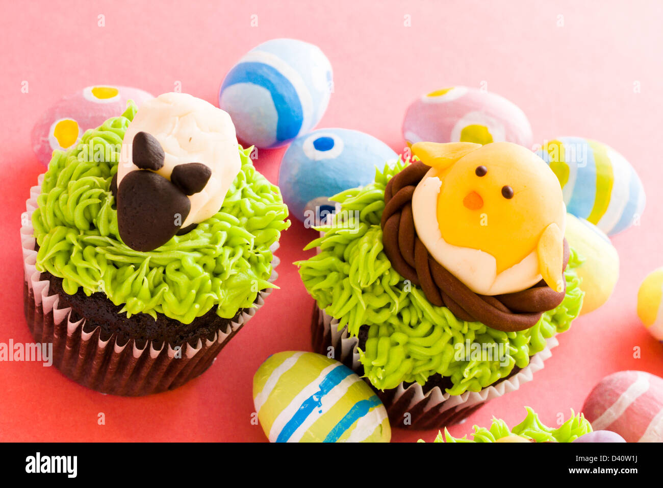 Gourmet chocolate Easter cupcakes individually decorated Stock Photo ...