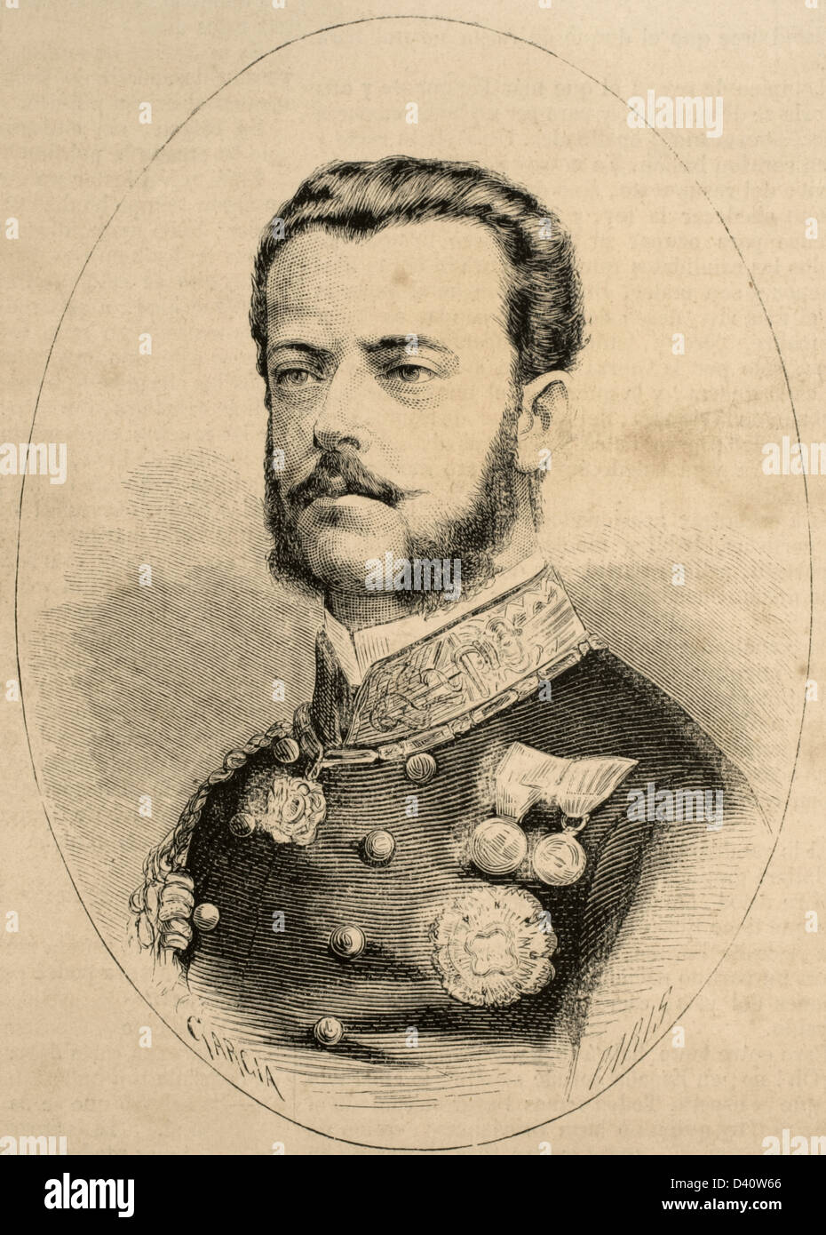 Amadeo I of Spain (1845-1890). King of Spain. Engraving in The Spanish ...