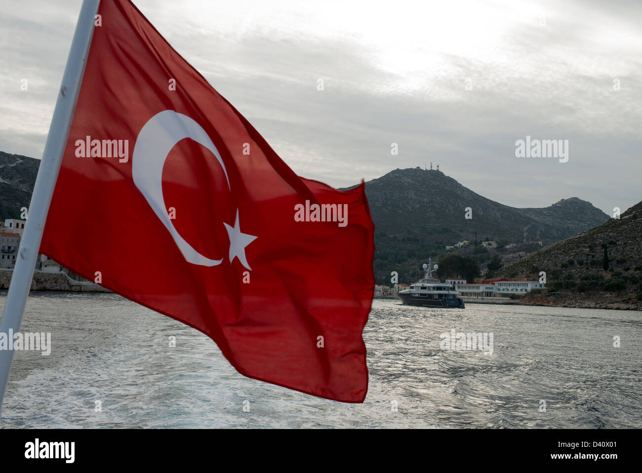 The Greek Island of Kastellorizo or Meis just off the Turkish coast ...