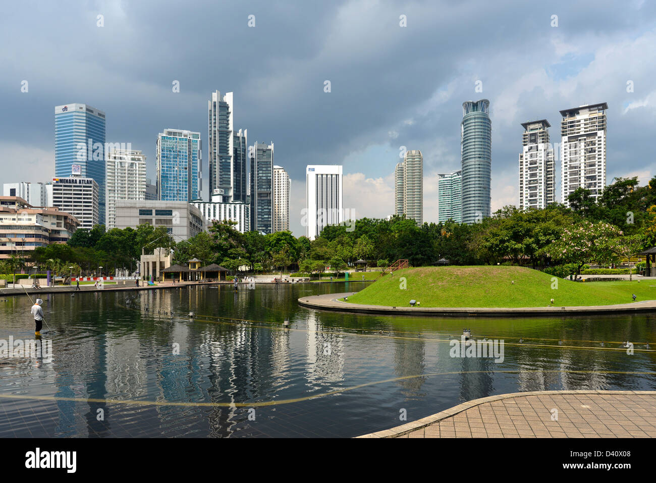 Asia Malaysia Kuala Lumpur Panorama of KLCC gardens near the Petronas ...