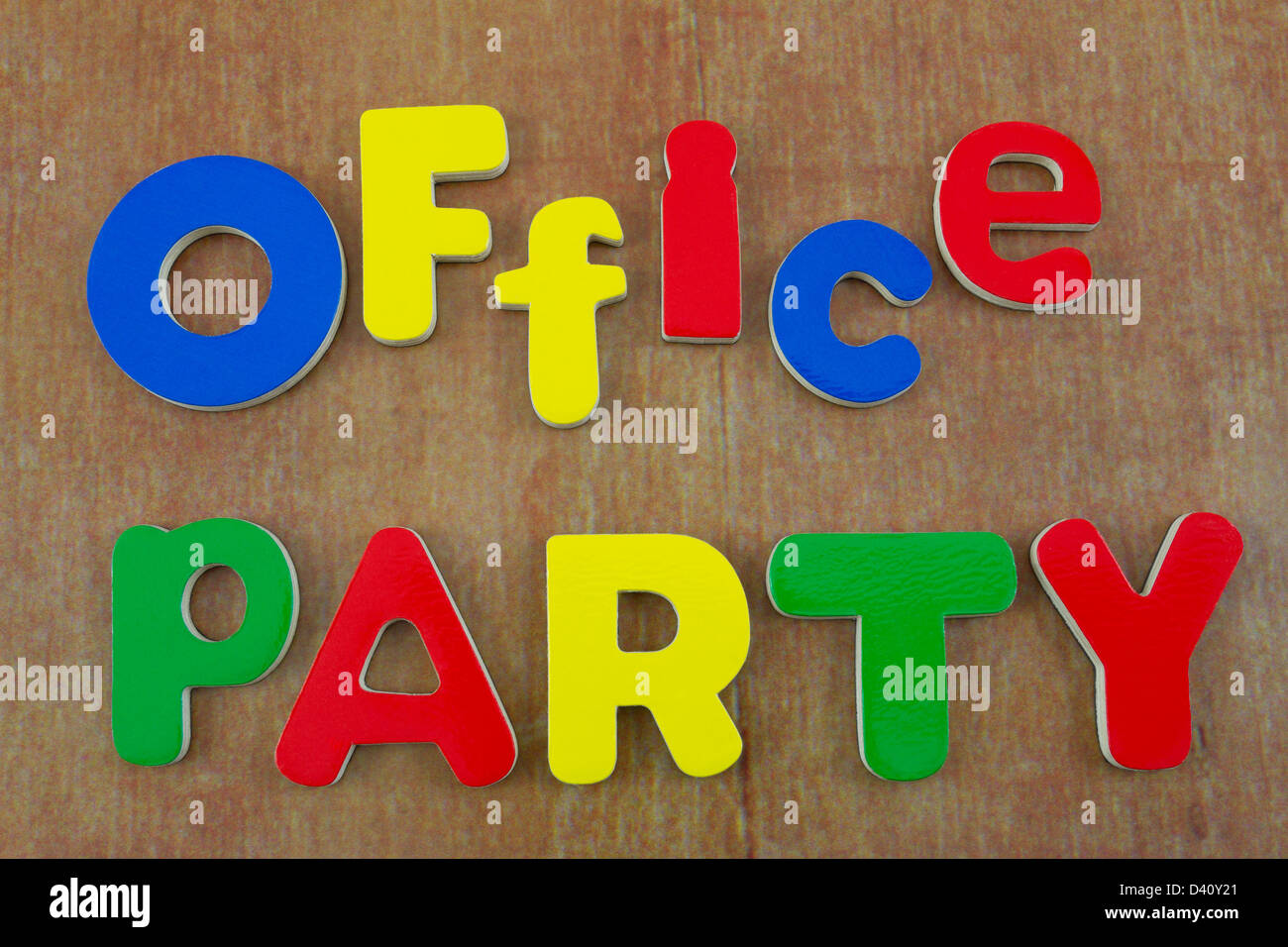 Office party sign written with colourful letters Stock Photo - Alamy