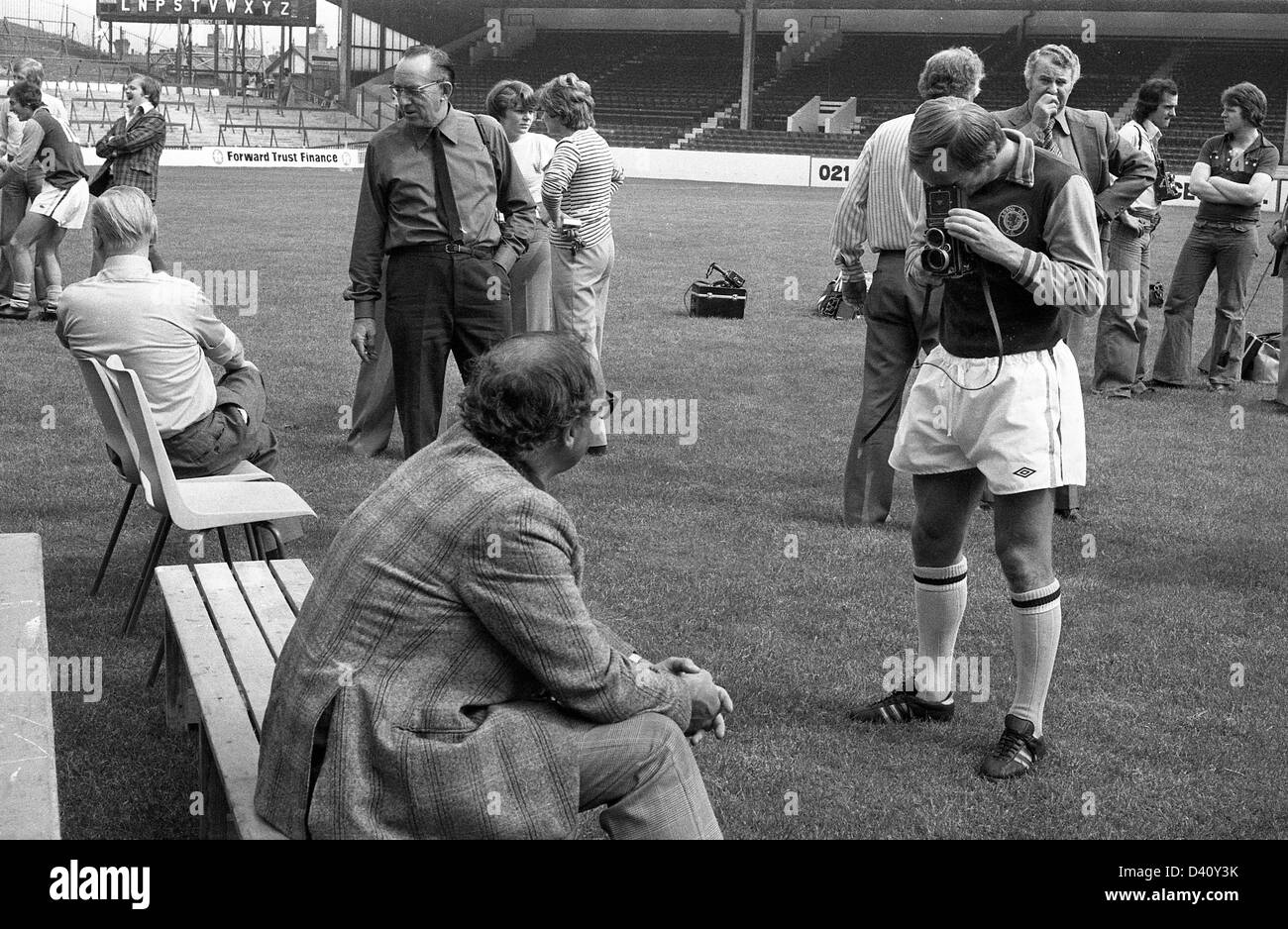 Aston Villa football club team photocall 1976 Ray Graydon taking a ...