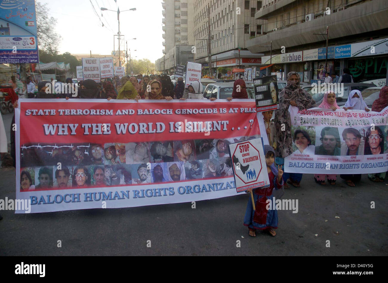 KARACHI, PAKISTAN, FEB 28: Members of Baloch Human Rights Organization ...