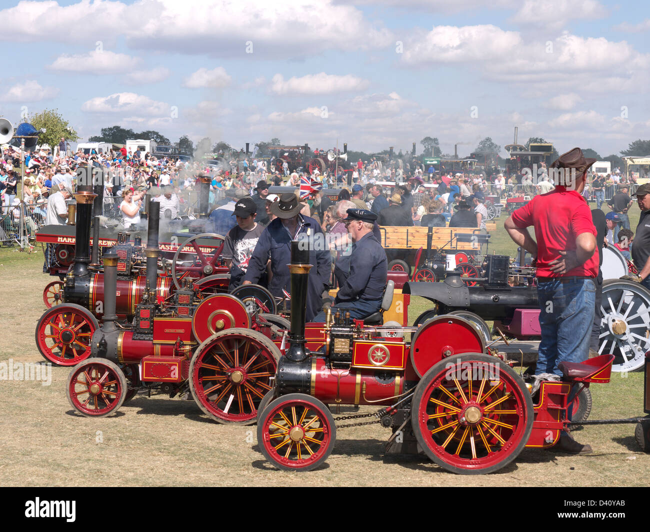 Line up of miniature steam traction engines at Lincolnshire steam and ...