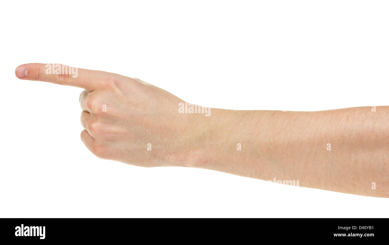 adult man hand show direction, isolated on white Stock Photo - Alamy