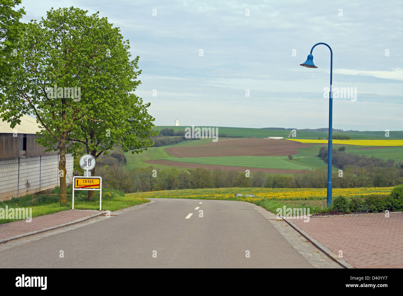 Looking beyond the village boundary at Nachtmanderscheid, Putscheid commune, Luxembourg, toward ...