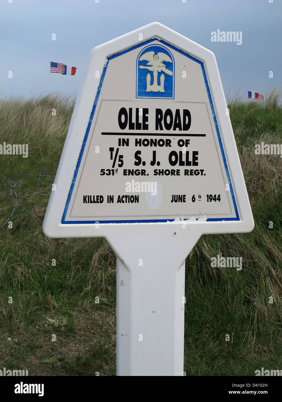 Road sign in Honor,D-Day,Landing Beach at Utah beach,Sainte-Marie-du ...