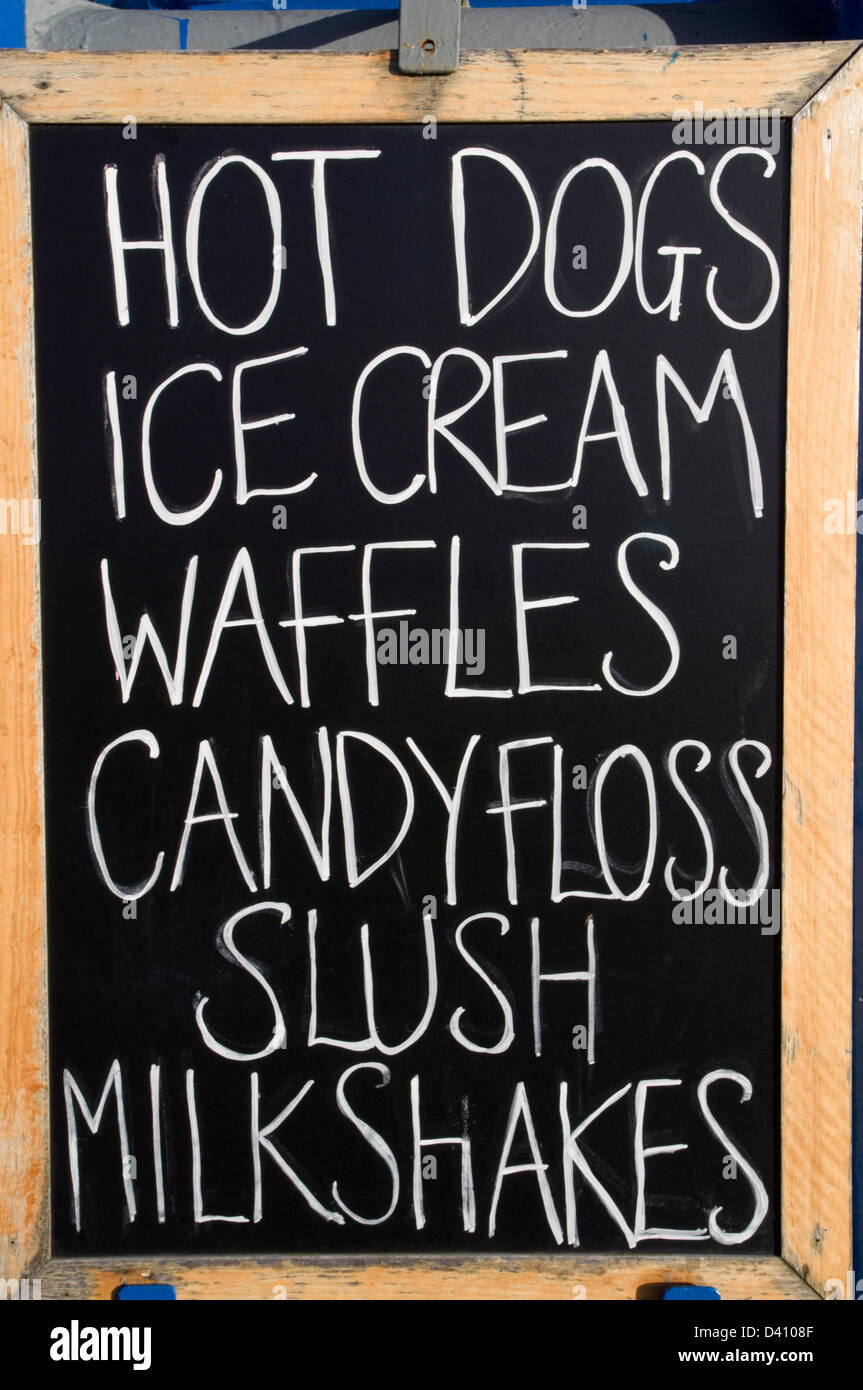 Sign depicting a variety of fast food treats! Stock Photo - Alamy